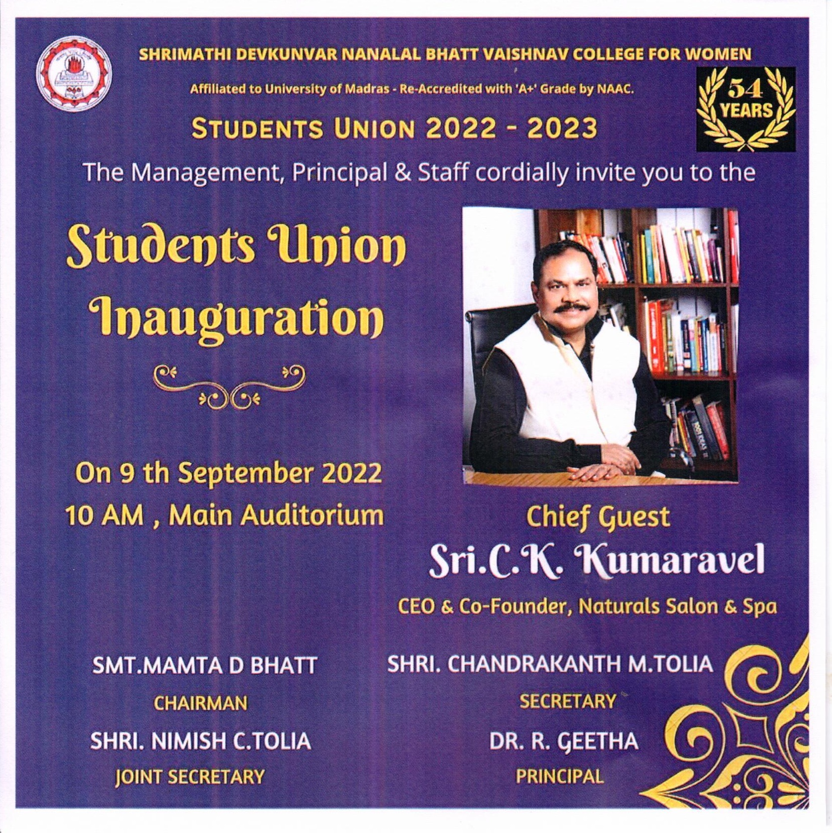Students Union Inauguration – SDNB Vaishnav College for Women