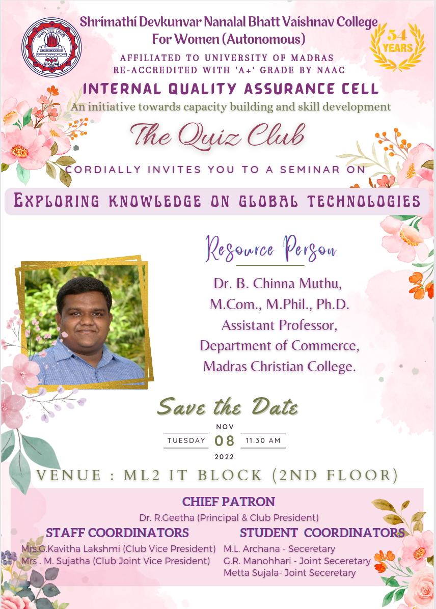 Exploring Knowledge on Global Technologies – SDNB Vaishnav College for ...