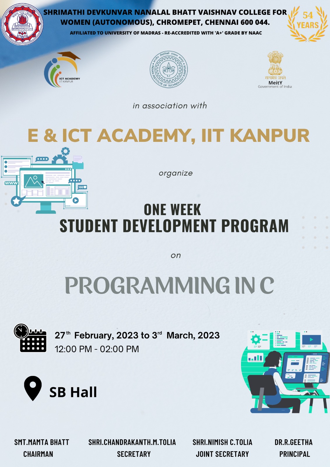 Student Development Program on Programming in C – SDNB Vaishnav College for Women