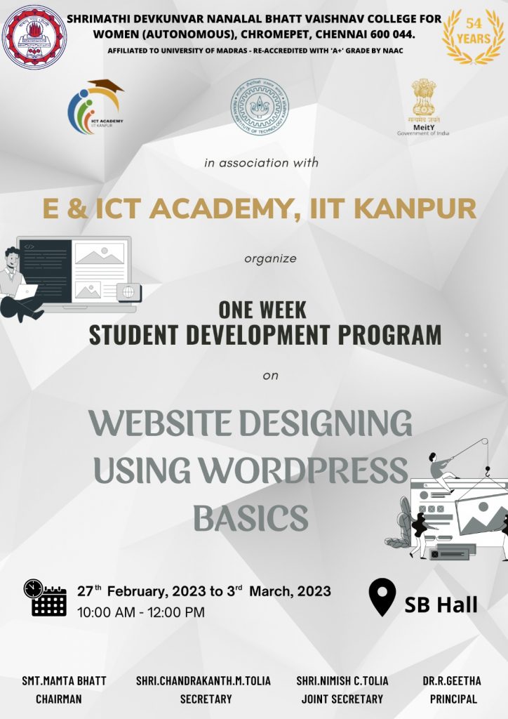 Student Development Program on Website Designing using WordPress Basics ...