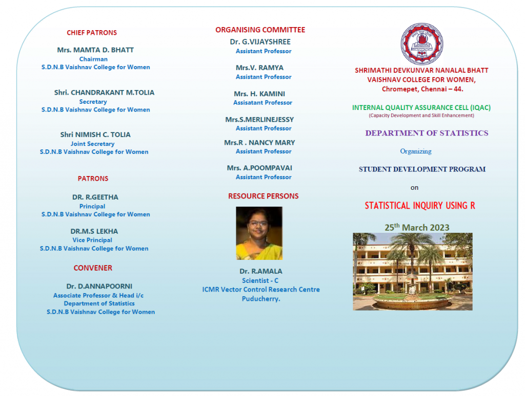 STUDENT DEVELOPMENT PROGRAM – IQAC – SDNB Vaishnav College for Women