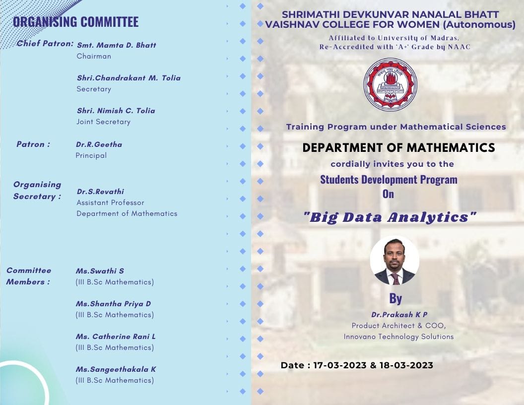 Big Data Analytics – SDNB Vaishnav College for Women