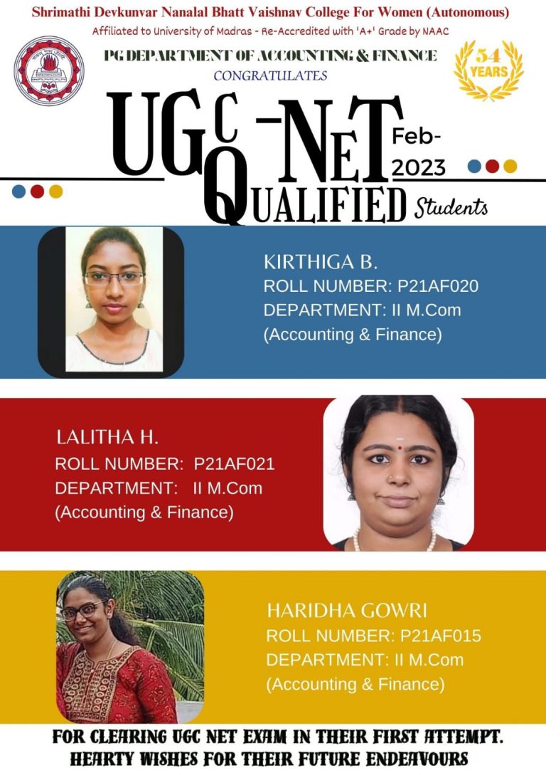 Student Clearing UGC NET Exam 2023 – SDNB Vaishnav College for Women