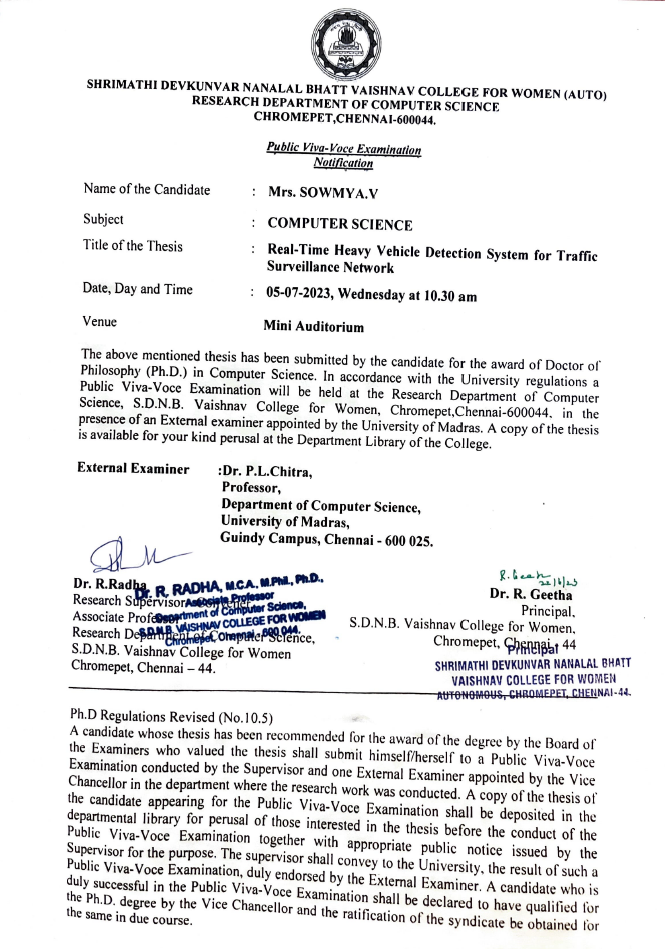 Public Viva Voce Examination SDNB Vaishnav College For Women Public Viva Voce Examination SDNB Vaishnav College For Women