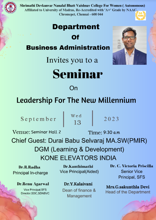Seminar on Leadership for the new millennium – SDNB Vaishnav College for Women