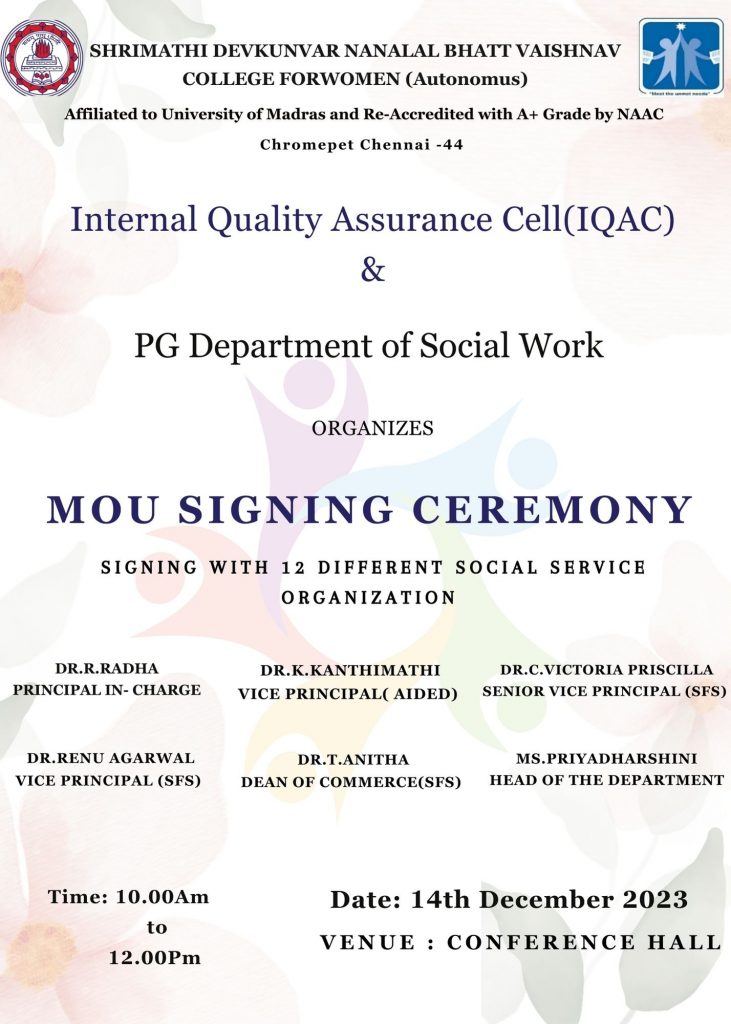 MOU Signing Ceremony – SDNB Vaishnav College for Women