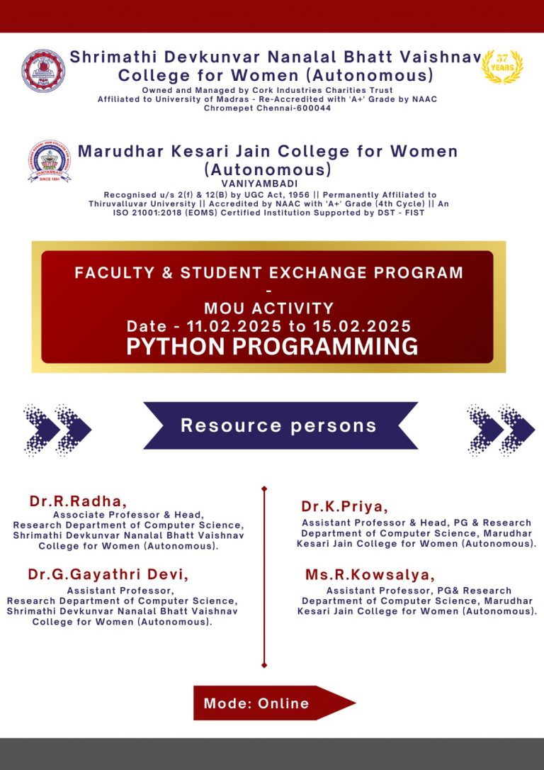 Student and Faculty exchange program – SDNB Vaishnav College for Women